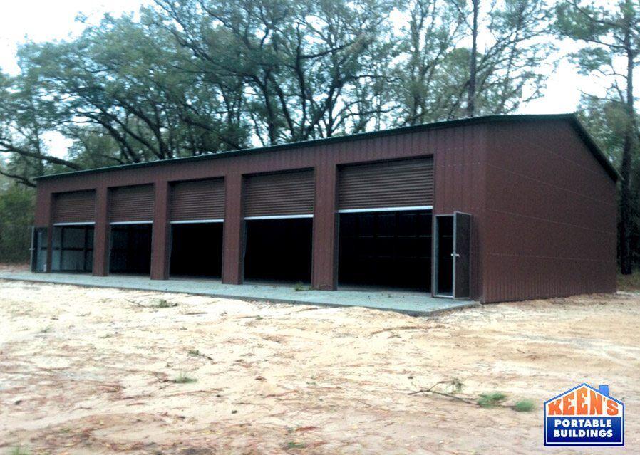 5 Bay Steel Garage with Rollup Doors View 3 - Keen's Buildings