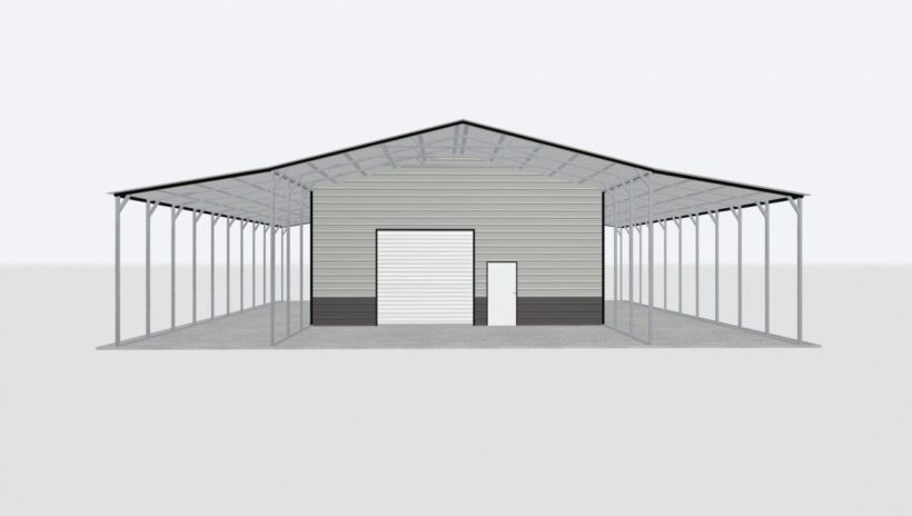 30X50X14 Combo Metal Garage/ Workshop w/Lean-To Installed - 30x50 Metal ...