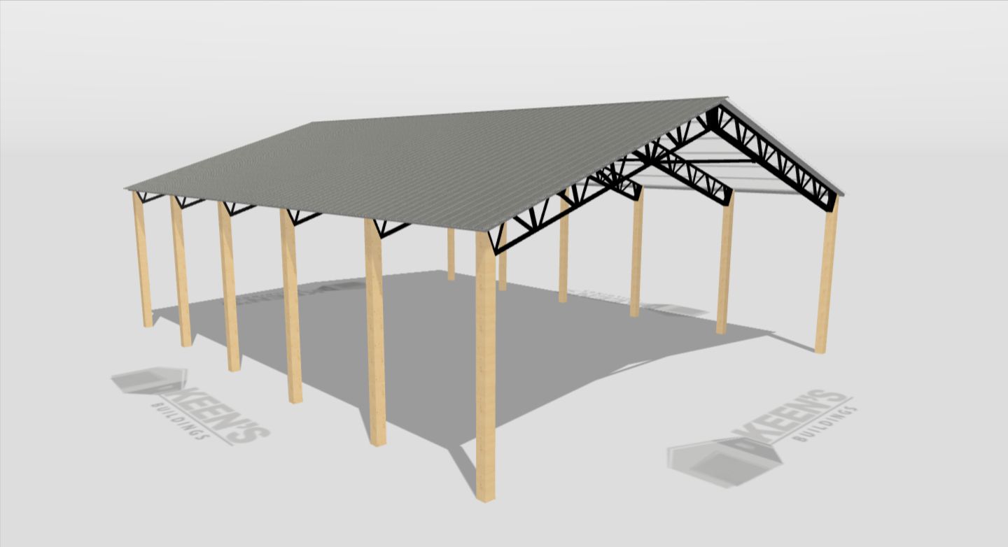 34' x 50' x 12' Open Pole Barn Installed - Keen's Buildings