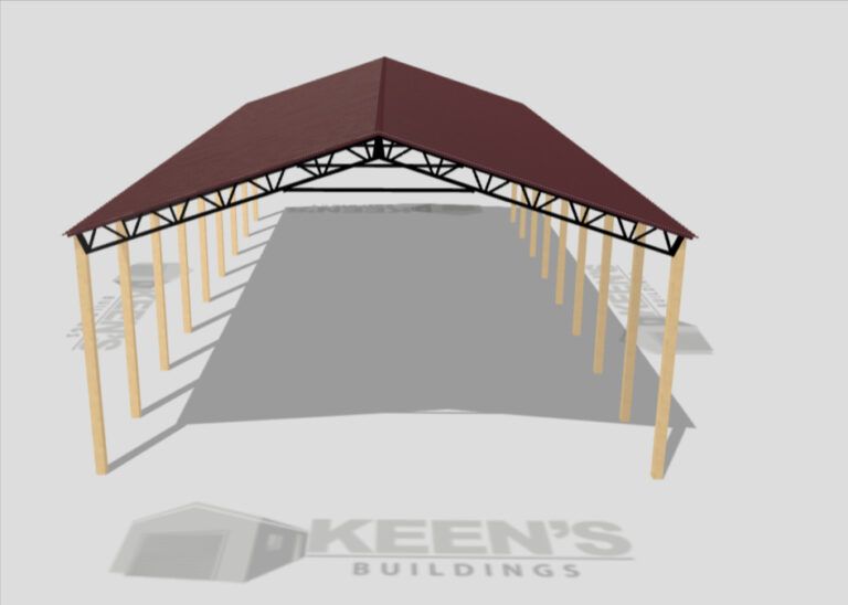 40' x 80' x 20' Open Pole Barn (Installed) - Keen's Buildings