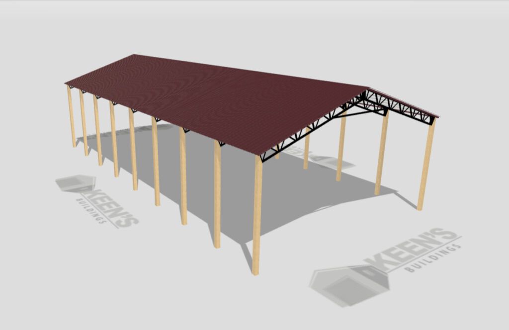 40' x 80' x 20' Open Pole Barn (Installed) - Keen's Buildings
