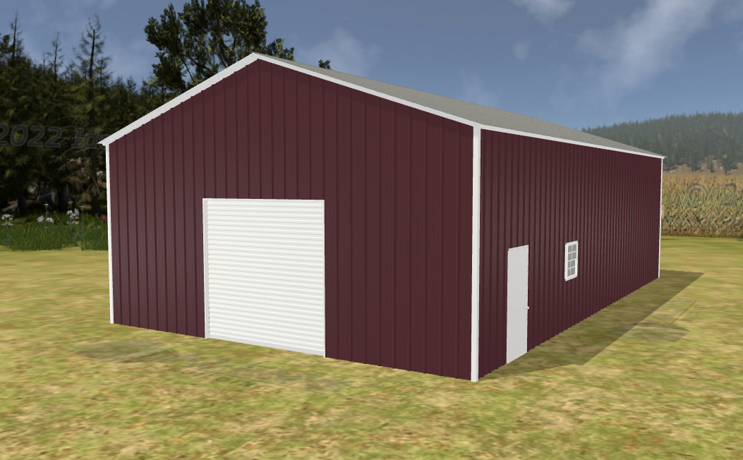 30' x 60' x 12' Enclosed Pole Barn Installed - Keen's Buildings